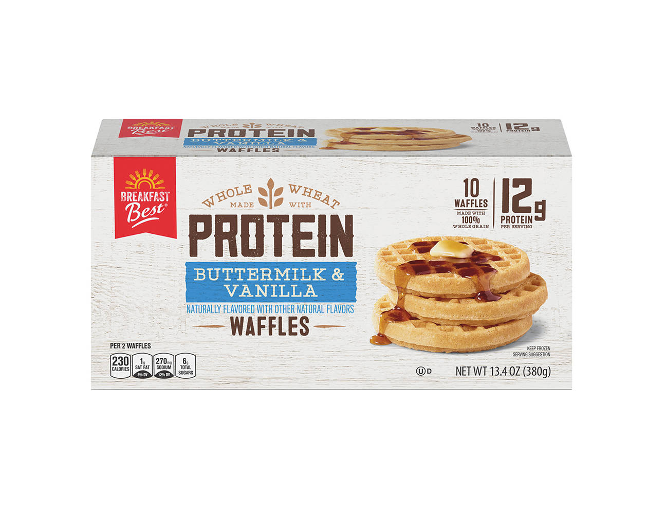 Breakfast Best Buttermilk & Vanilla Protein Waffle, 13.4 oz